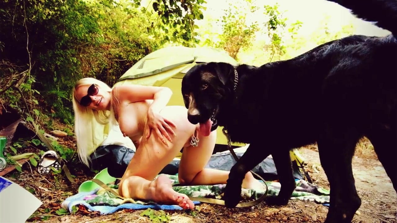 Nude Camping With Black Canine Lover